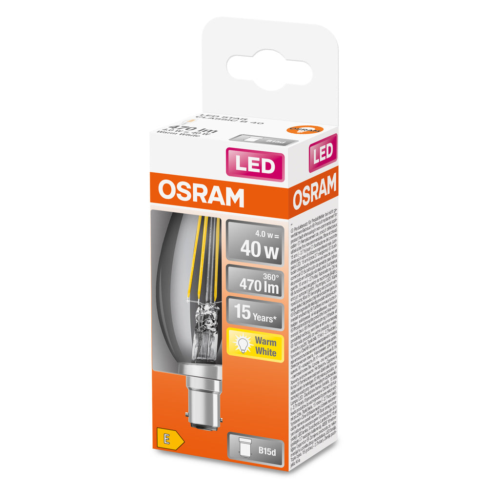 Lampe LED OSRAM LED Retrofit CLASSIC B 4W 827 Clear B15d, 470 lm, 2700 – LEDVANCE France