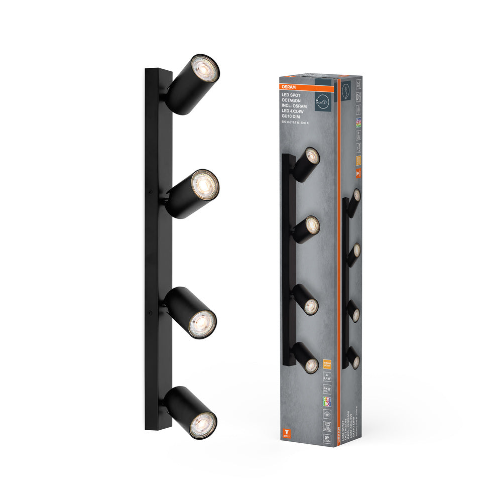 OSRAM LED SPOT OCTAGON Plafonnier 4 x 3,4W, GU10, 920lm, noir – OSRAM ...