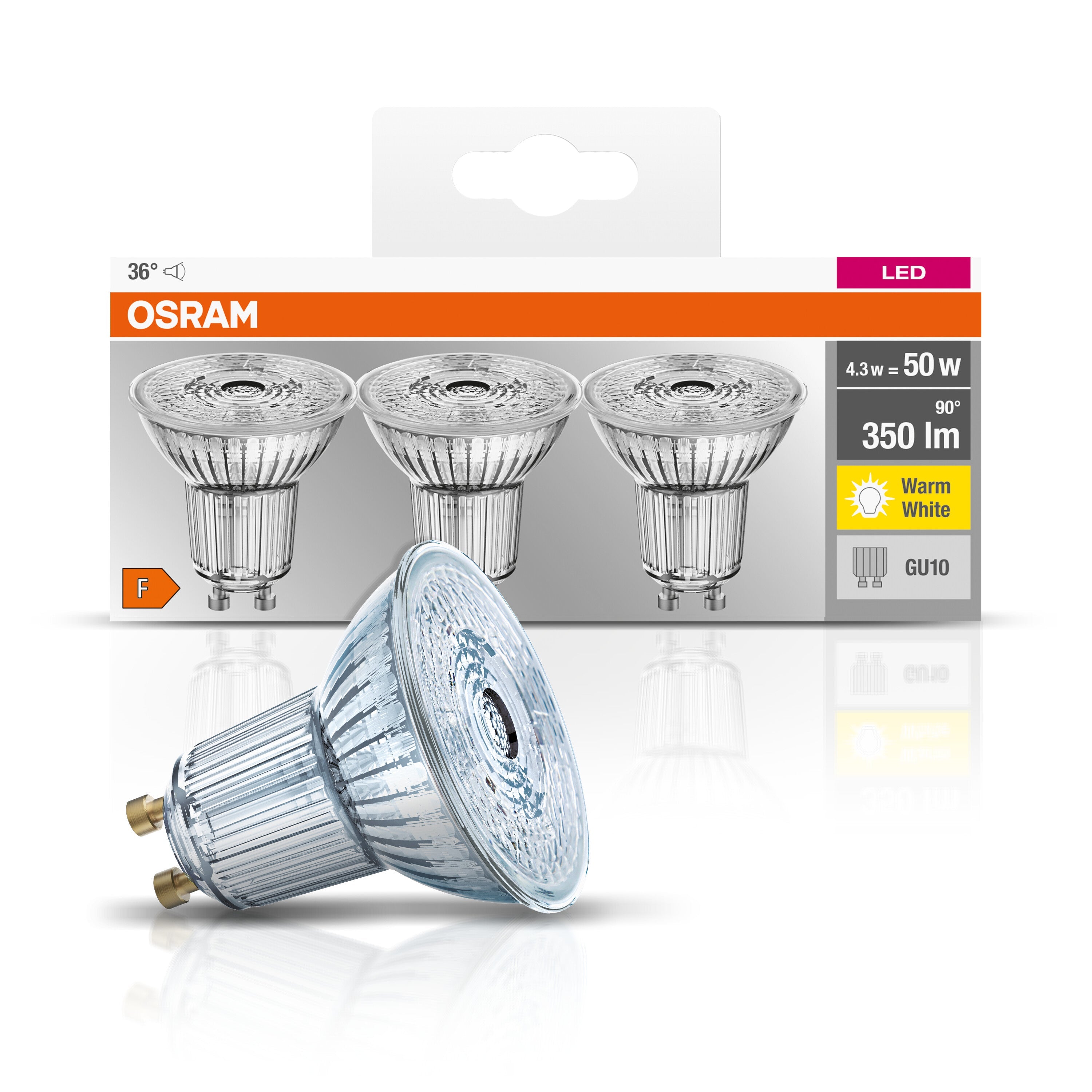 OSRAM LED BASE Spot PAR16 50 36° 4,3 W/2700K GU10 – LEDVANCE France